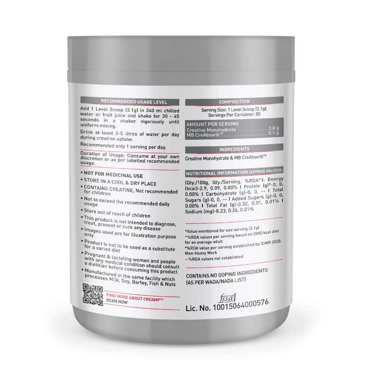 MuscleBlaze MB Creatine Monohydrate 250g | 83 Servings | Unflavoured ...