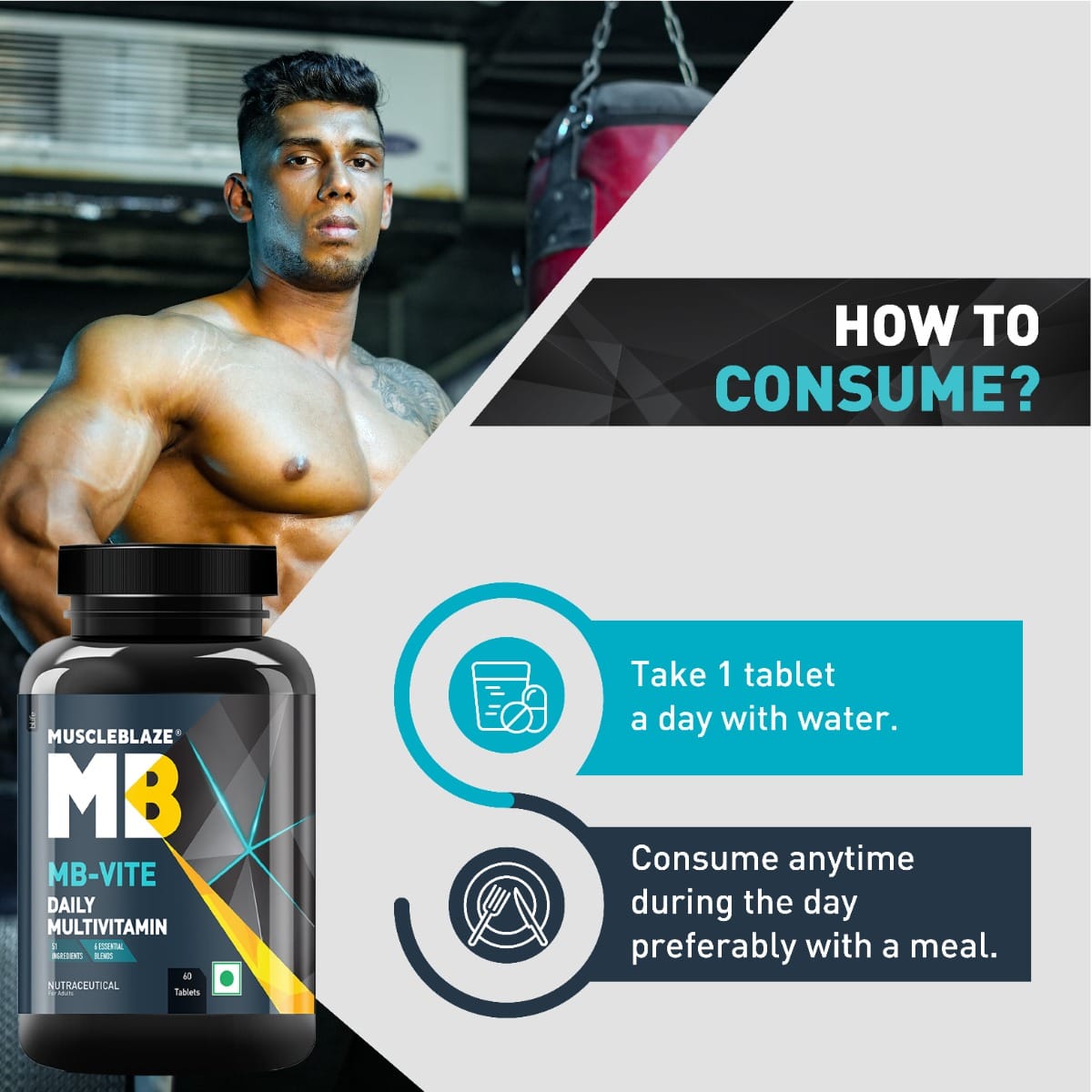 MuscleBlaze MB-Vite Daily Multivitamin | 60 Tablets | 51 Ingredients ...