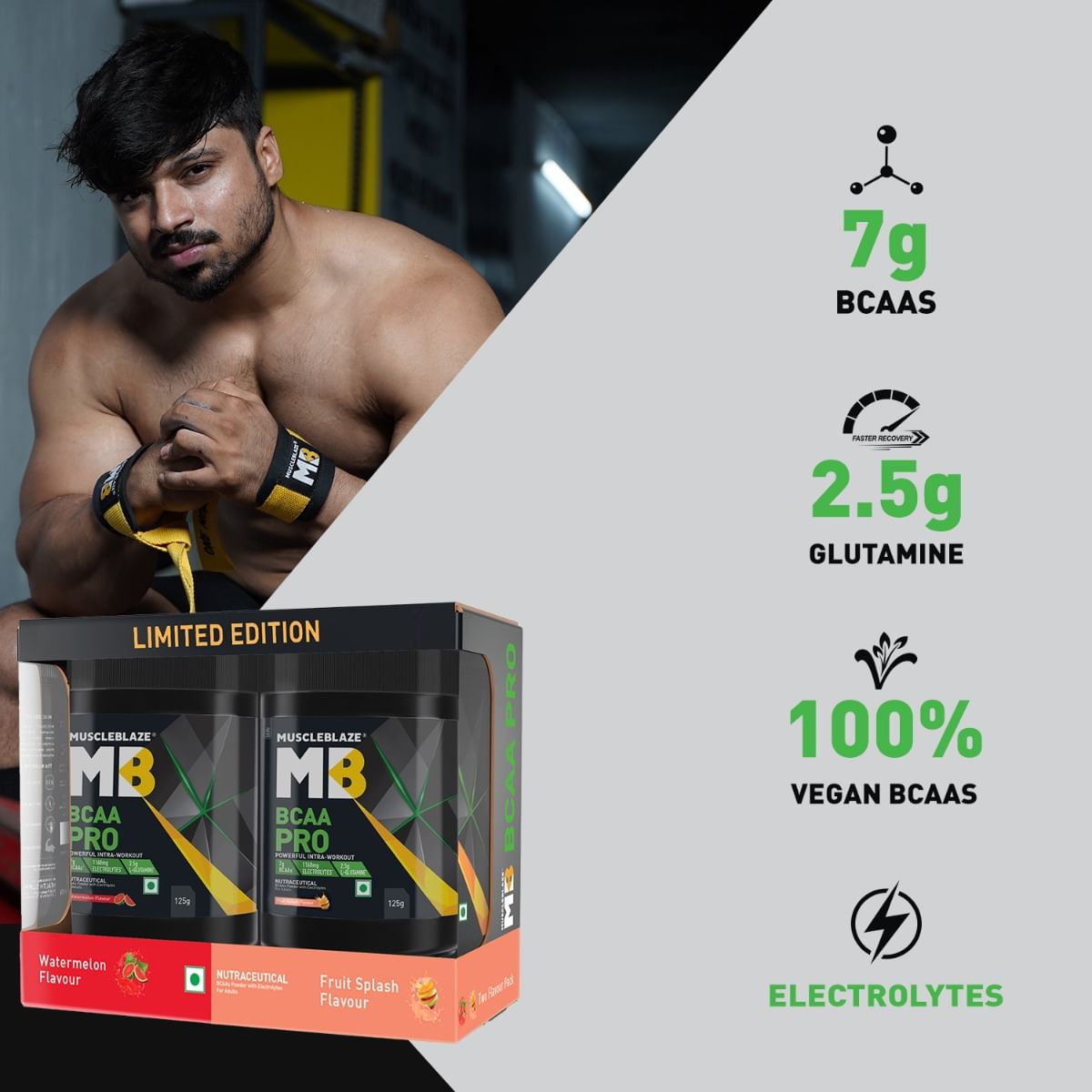 MuscleBlaze MB BCAA Pro, Powerful Intra Workout, with 7g Vegan BCAAs ...