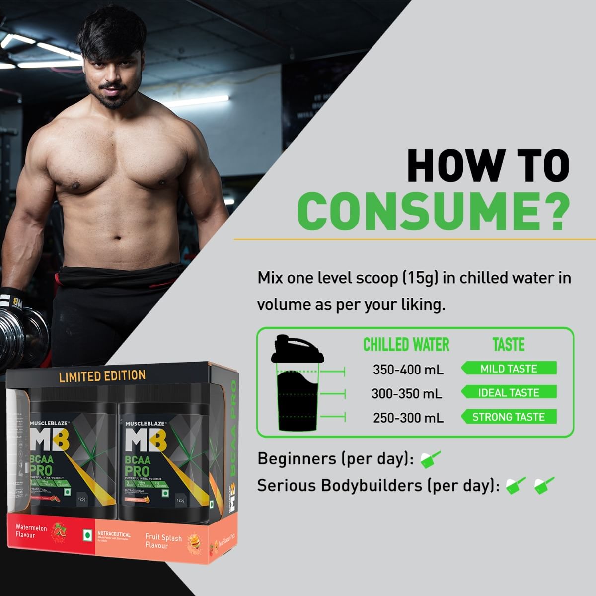 MuscleBlaze MB BCAA Pro, Powerful Intra Workout, with 7g Vegan BCAAs ...