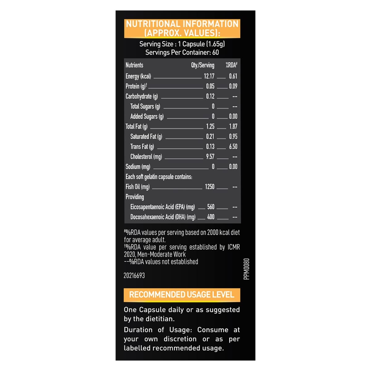 MuscleBlaze MB Fish Oil Gold | 60 Capsules | Triple Strength | Muscle