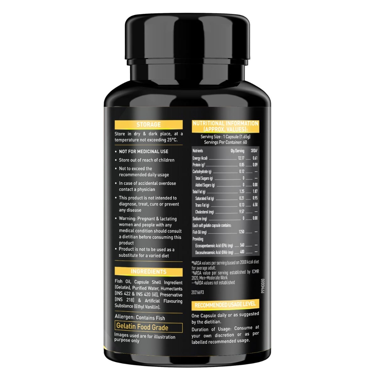MuscleBlaze MB Fish Oil Gold | 60 Capsules | Triple Strength | Muscle