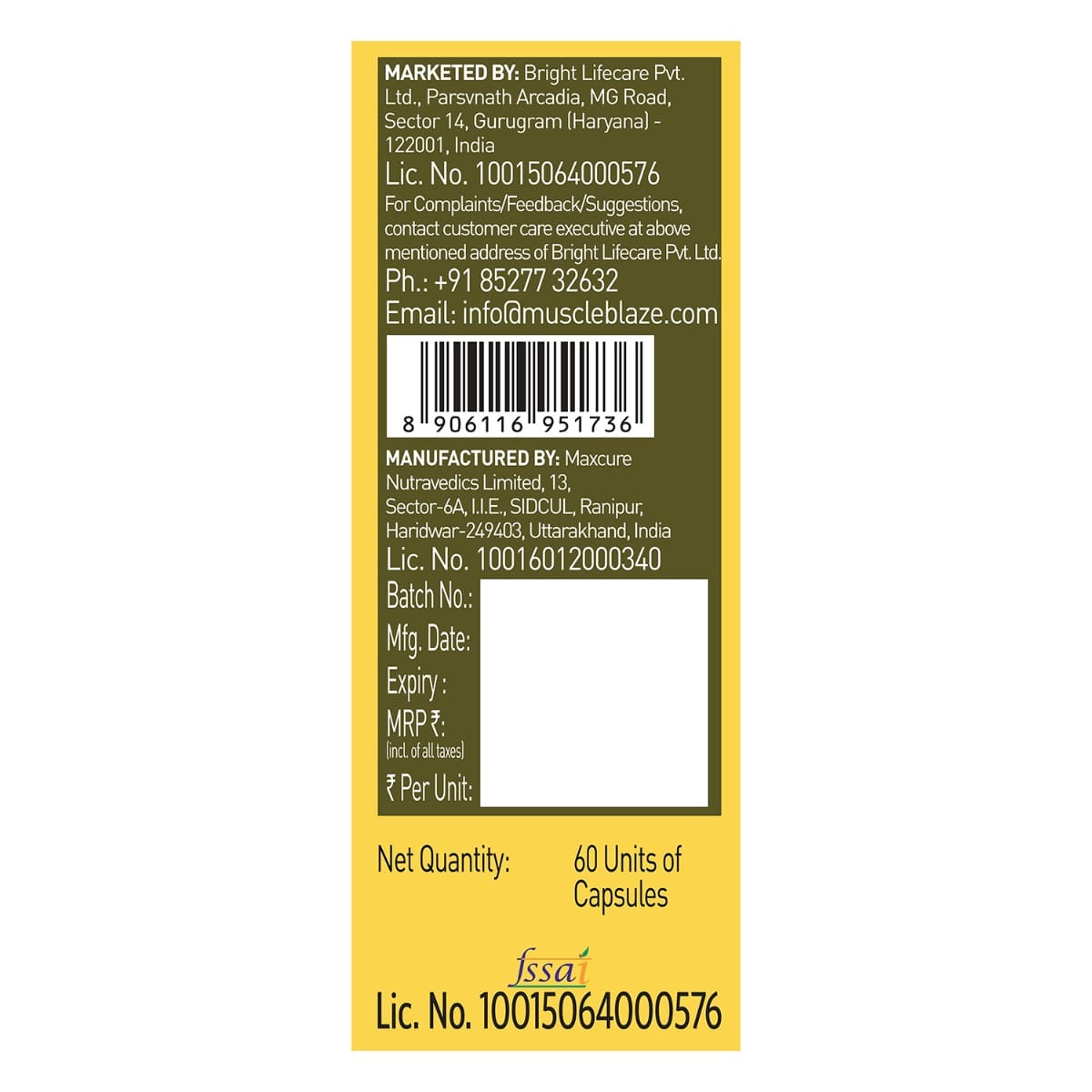 MuscleBlaze MB Fish Oil Gold | 60 Capsules | Triple Strength | Muscle