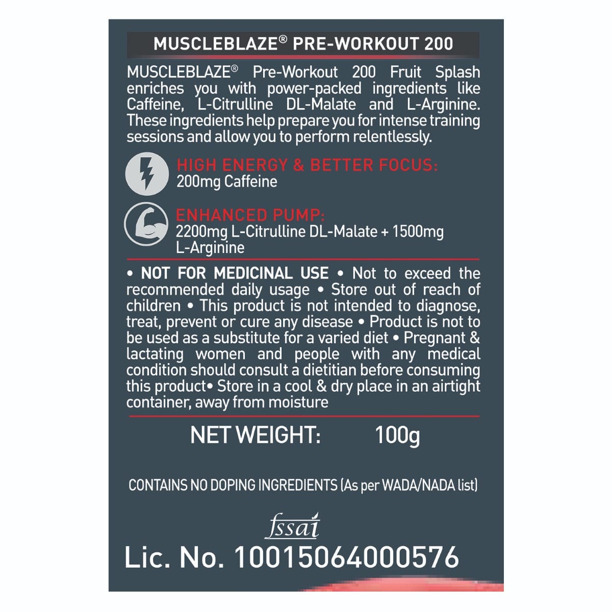 MuscleBlaze MB Pre Workout 200 100g | 20 servings | Fruit Splash ...