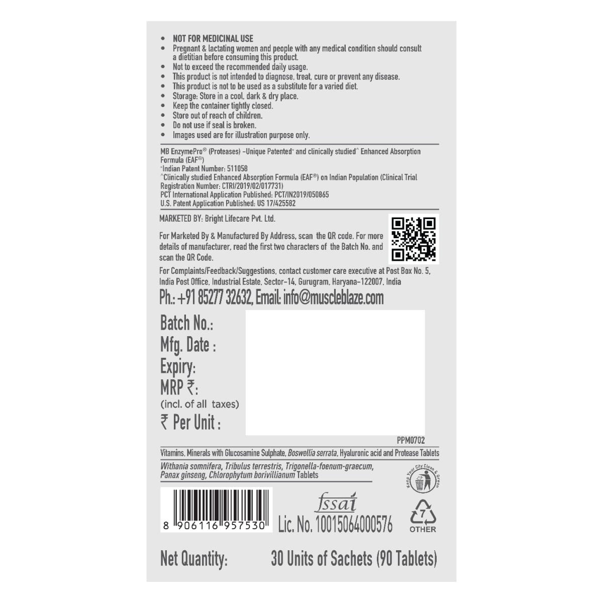 MuscleBlaze MB Biozyme Daily Multivitamin | 90 Tablets | Vitamins ...