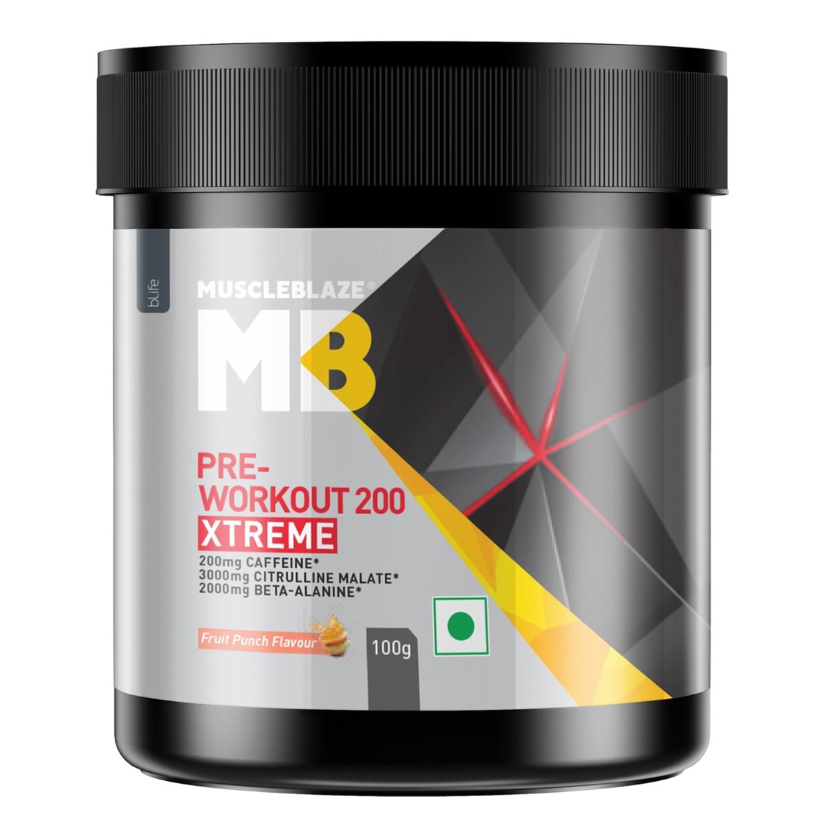 MuscleBlaze Pre Workout 200 Xtreme, 200mg Caffeine, 200mg Theanine ...