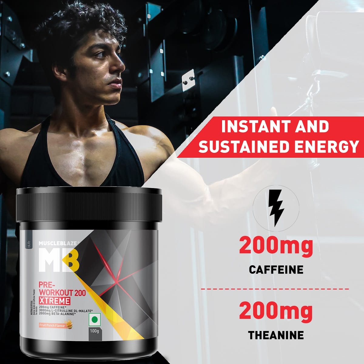 MuscleBlaze MB Pre Workout 200 Xtreme 100g | 15 Serving | Fruit Punch ...