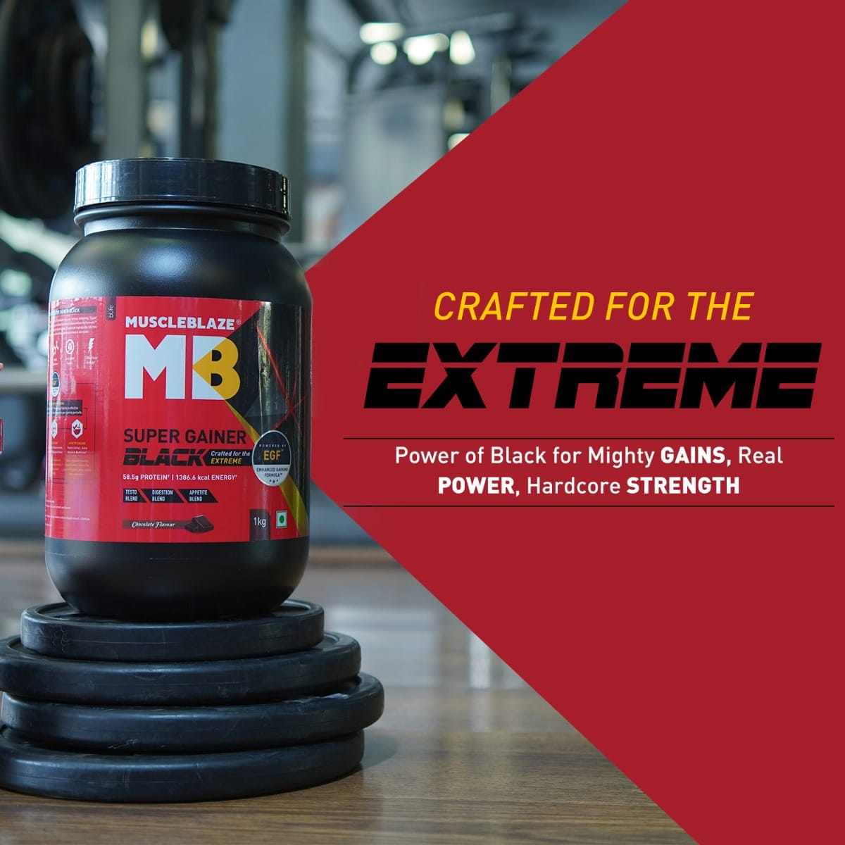 MuscleBlaze MB Super Gainer Black 1kg | Chocolate Flavour | Muscle Mass ...