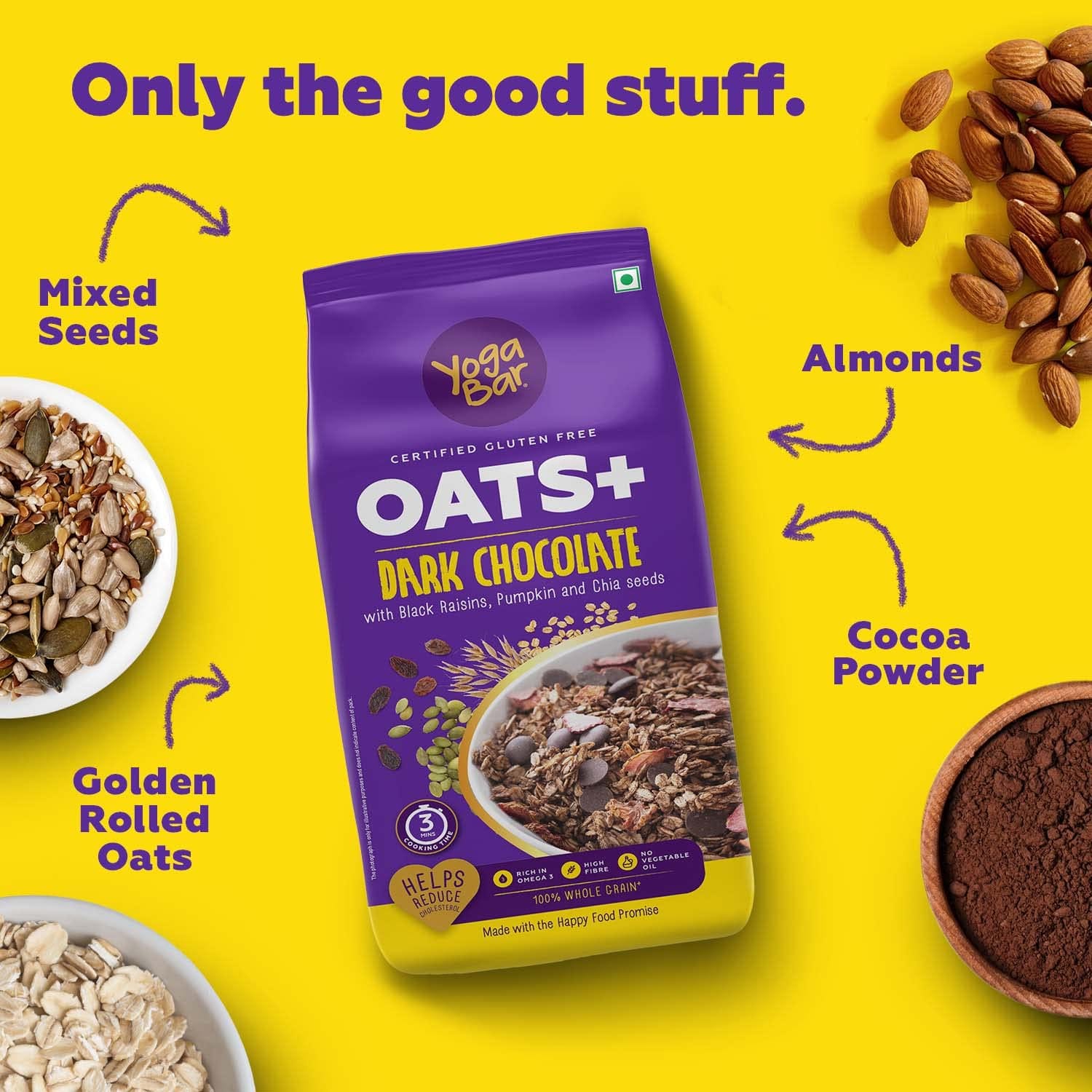 Yogabar Dark Chocolate Oatmeal 400g | Wholegrain | Reduces Cholesterol ...