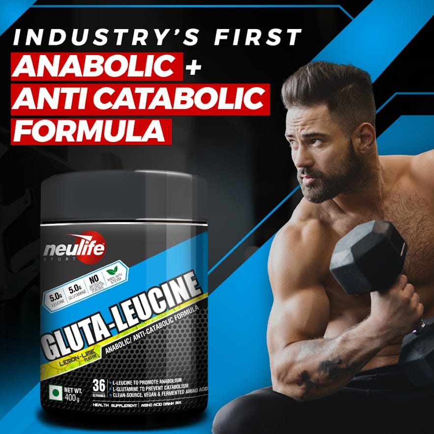NEULIFE GLUTA-LEUCINE Leucine + Glutamine Powder BCAA Supplement 400g ...