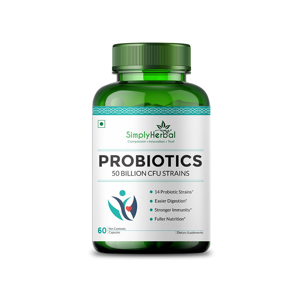 Simply Herbal Probiotics Capsules 50 Billion CFU Strains for Men ...