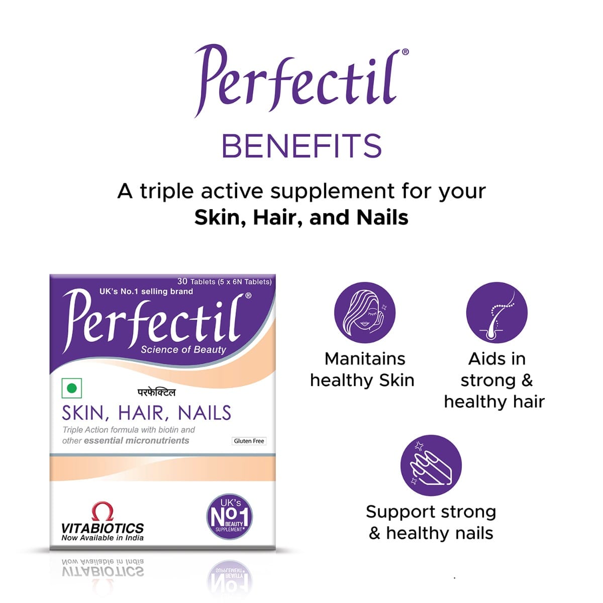 Perfectil Skin, Hair and Nail Supplement with clinically proven Triple ...