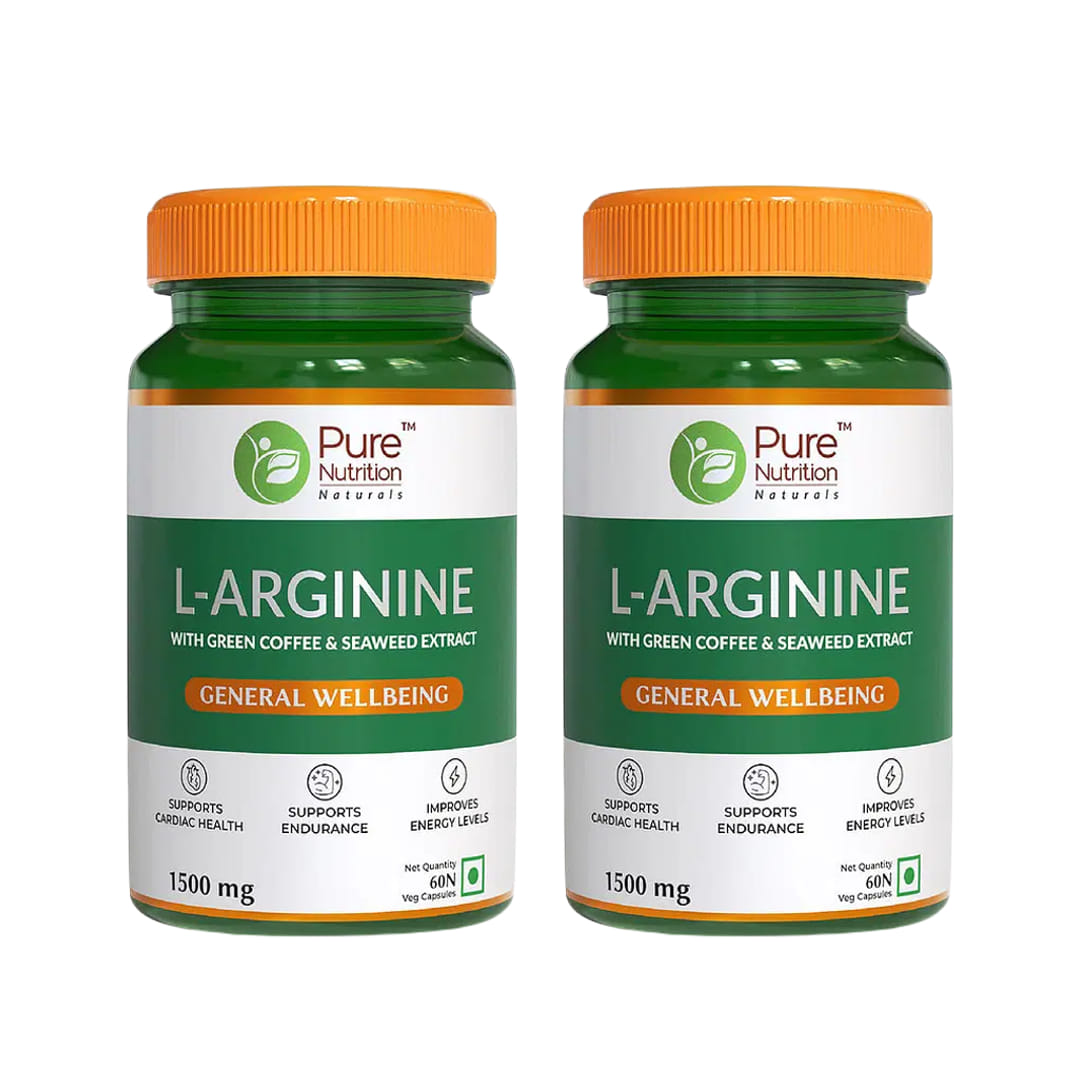 Pure Nutrition L-Arginine 1500 mg with Green Coffee, Seaweed & Beetroot ...