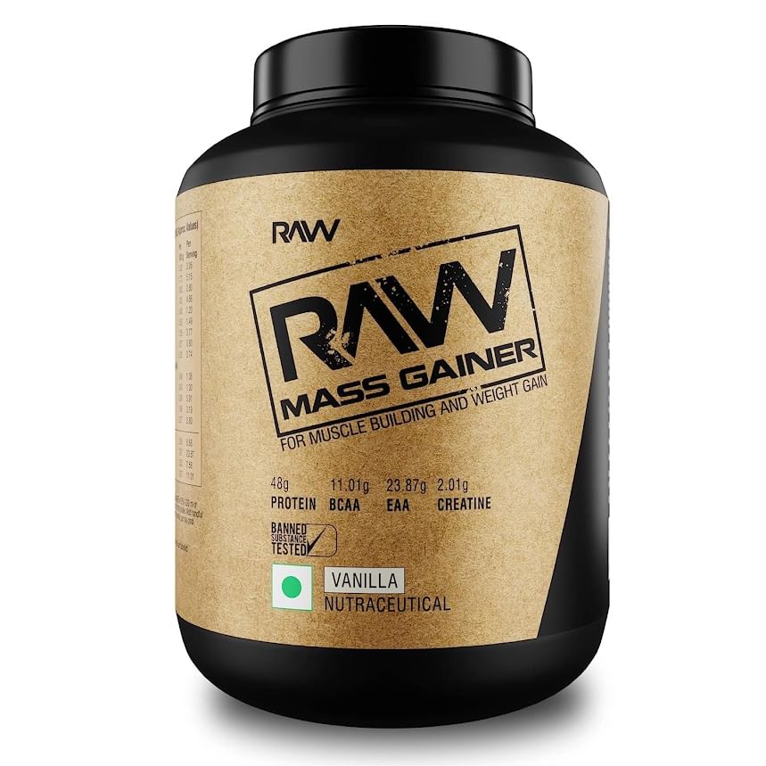 RAW Mass Gainer For Muscle Building and Weight Gain (Vanilla, 3kg)
