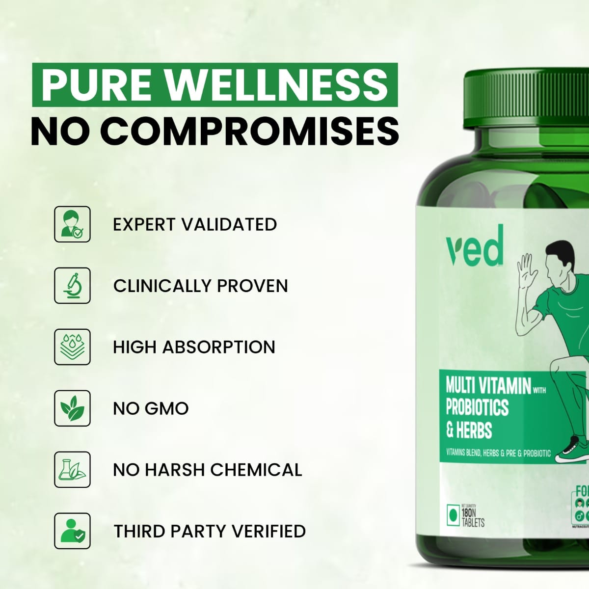 VEDayu Multivitamin Tablets for Men & Women with Probiotics & Ginseng ...