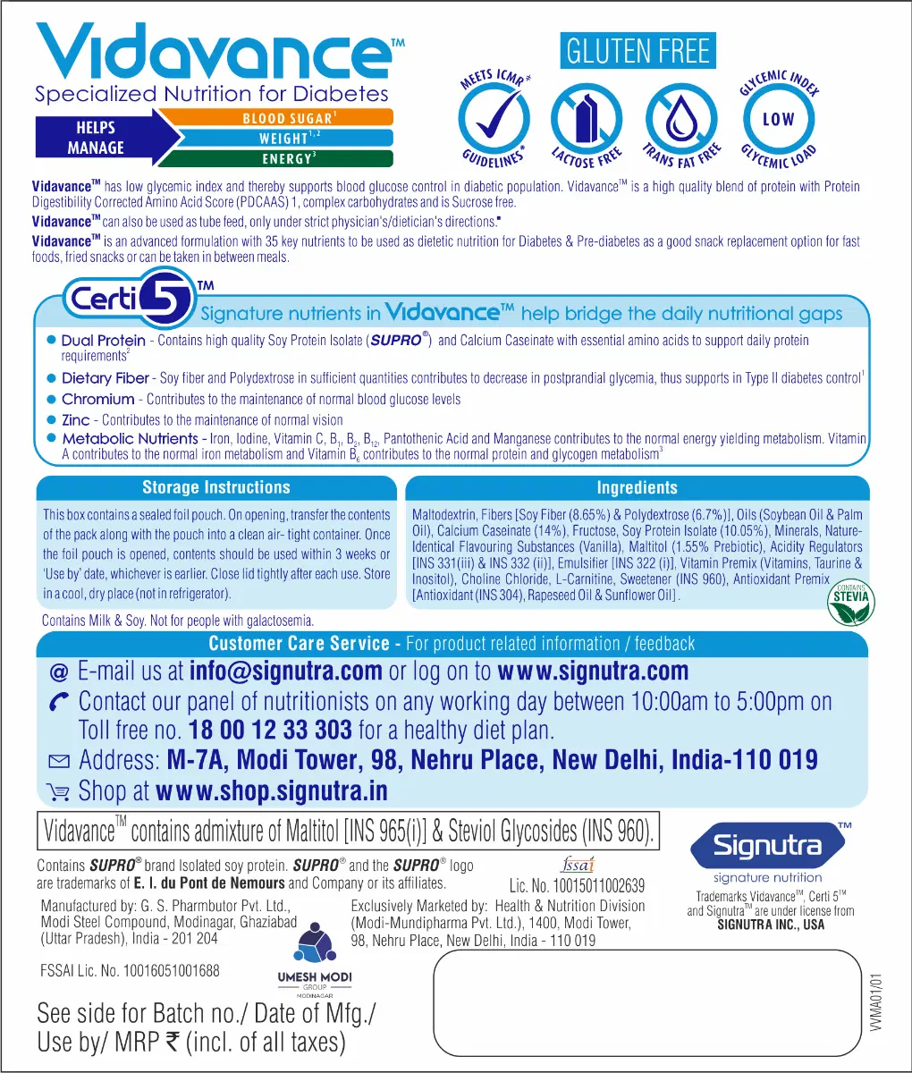 Vidavance Advanced Nutrition for Diabetes and Pre-Diabetes - BIB ...