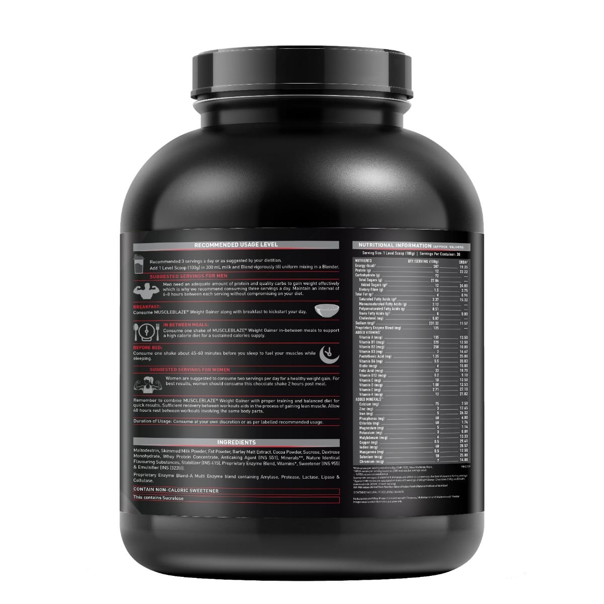 MuscleBlaze Weight Gainer with Added Digezyme (Chocolate, 3kg / 6.6lbs ...