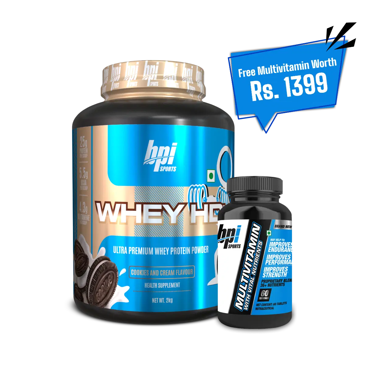 BPI Sports Whey HD Ultra Premium Protein Powder| Cookie & Cream |2kg ...