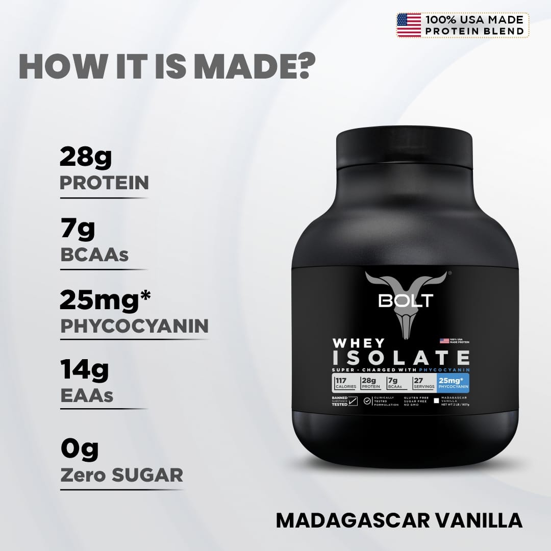 Bolt 100% Whey Isolate Protein 907g | Madagascar Vanilla | 27 Servings ...