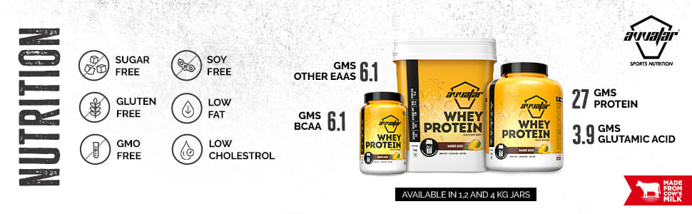 Avvatar Whey Protein 1kg | Belgian Chocolate | 29 Servings| 24g Protein ...