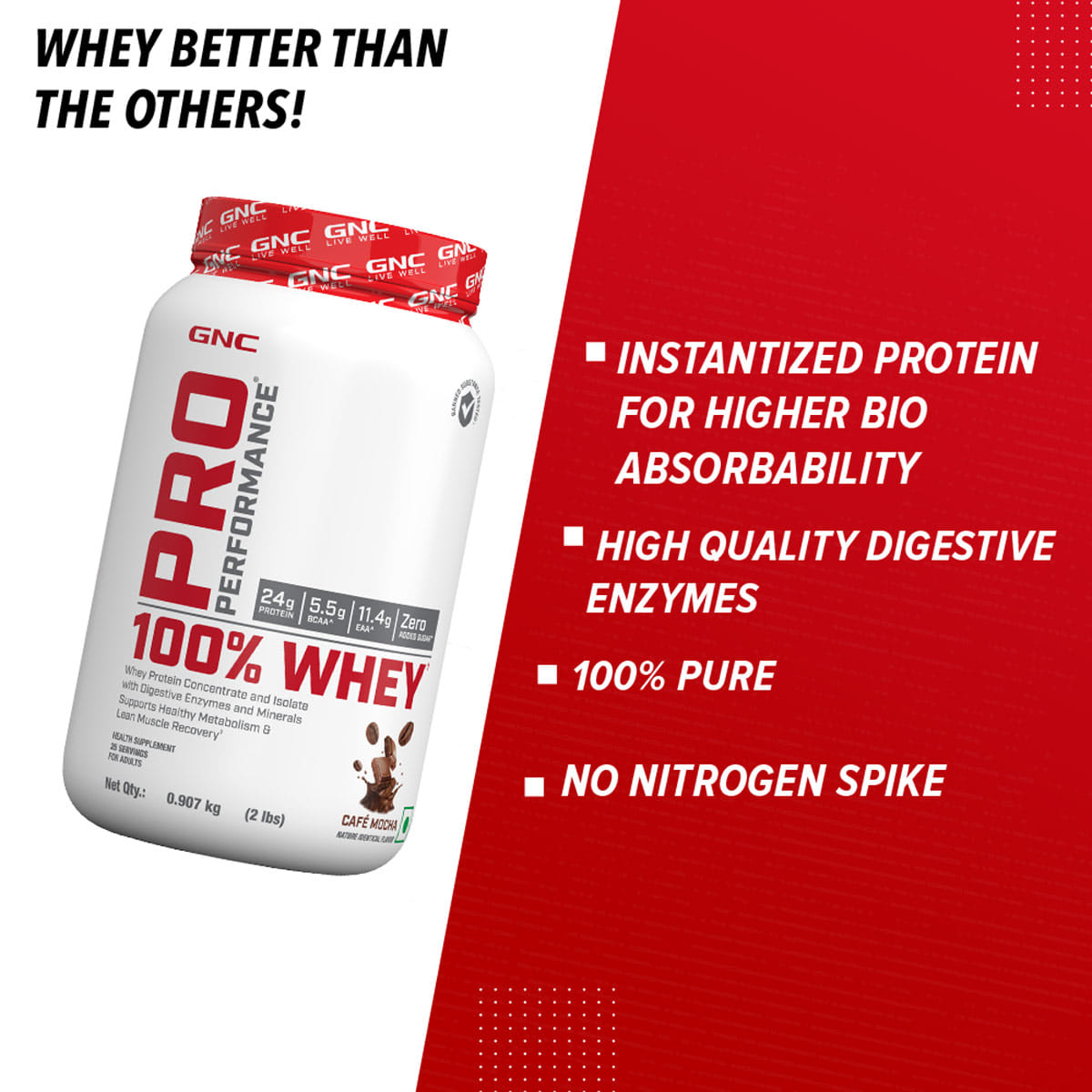 GNC Pro Performance 100% Whey Protein Powder | Boosts Strength ...