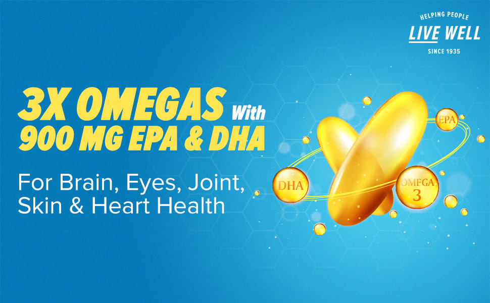 GNC Triple Strength Fish Oil Omega 3 Capsules for Men & Women | 900mg ...