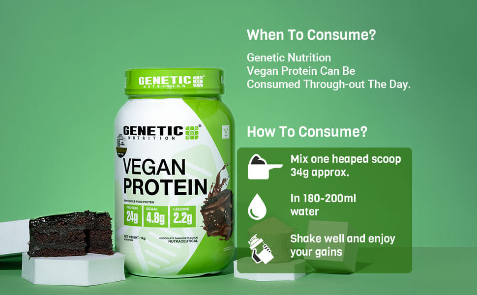 Genetic Nutrition Vegan Protein Supplement Powder - Chocolate, 1 KG (2 ...