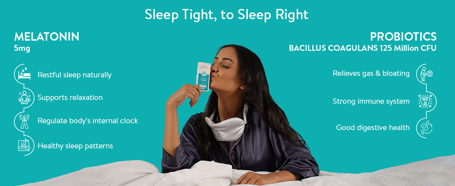Happy Cultures Sleep Tight, Melatonin 5mg with Probiotics | Sleep ...