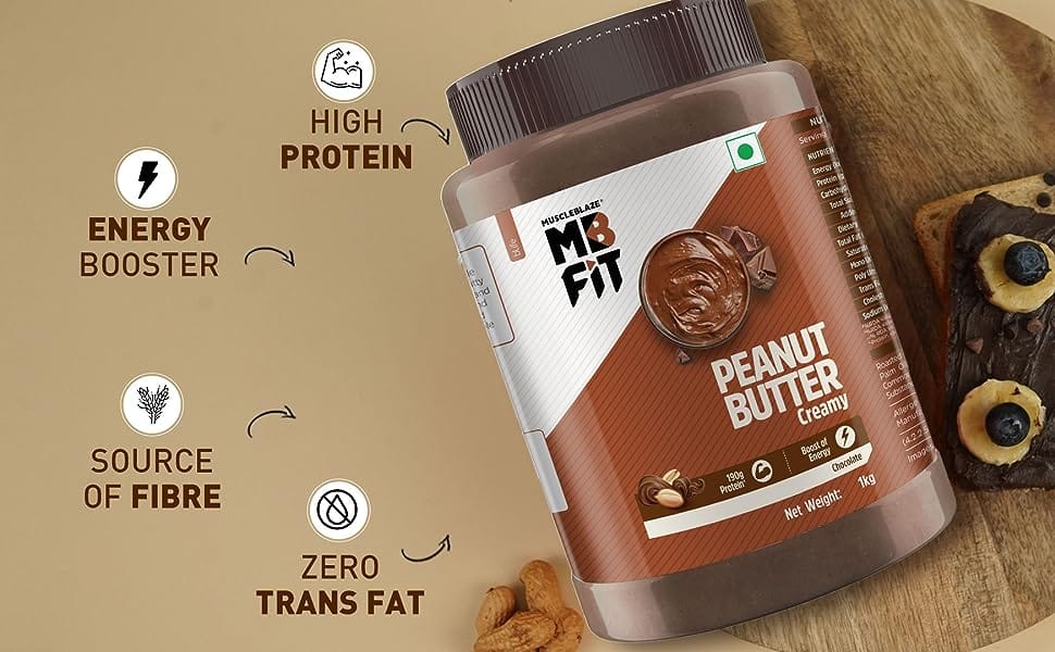 MuscleBlaze MB Chocolate Peanut Butter (Choco Silk Pack), Creamy, High ...