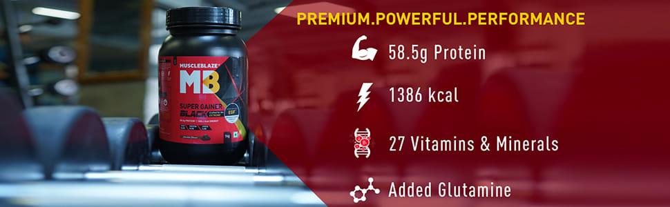 MuscleBlaze MB Super Gainer Black 1kg | Chocolate Flavour | Muscle Mass ...