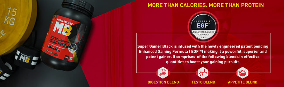 MuscleBlaze MB Super Gainer Black 1kg | Chocolate Flavour | Muscle Mass ...