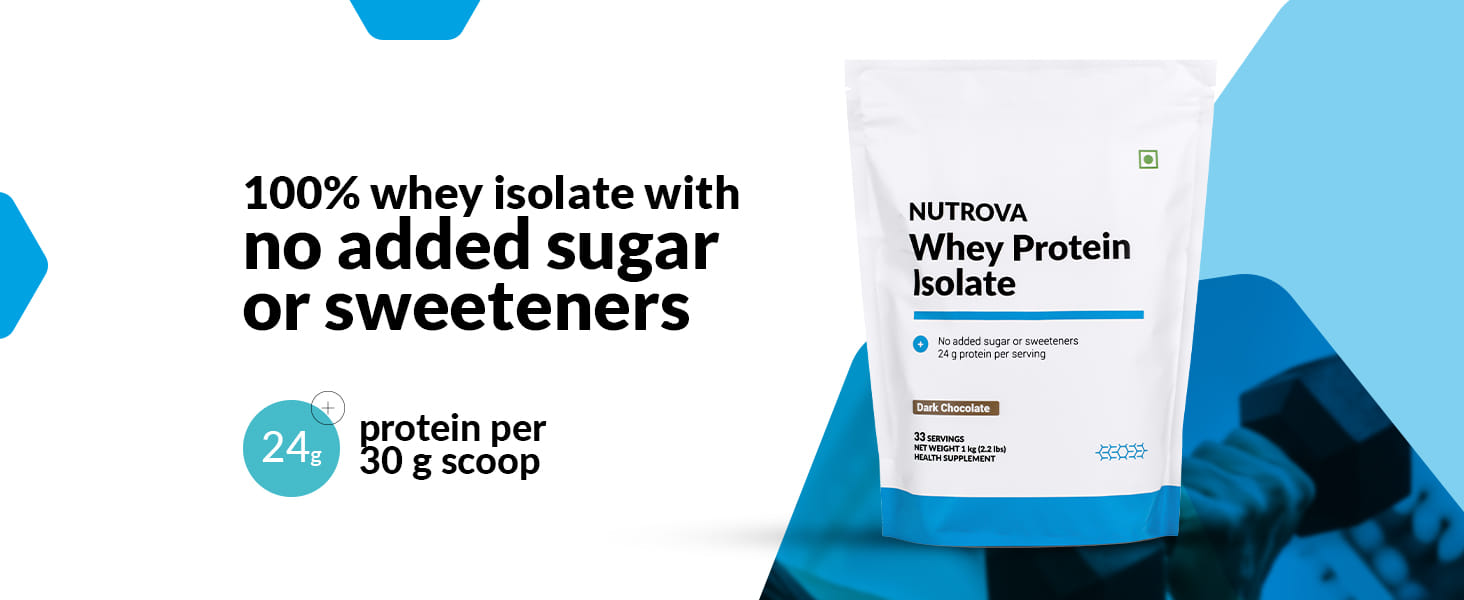 NUTROVA Whey Protein Isolate for Men & Women 24g Protein Every 30g ...