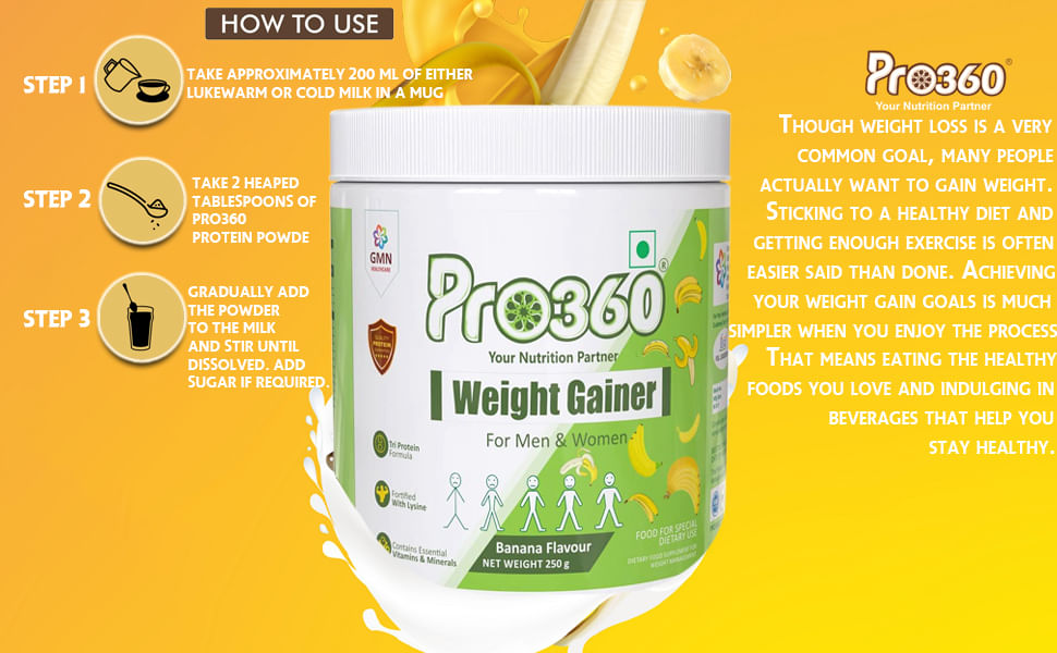 Pro360 Weight Gainer High Protein Powder - Calorie Rich Complete ...