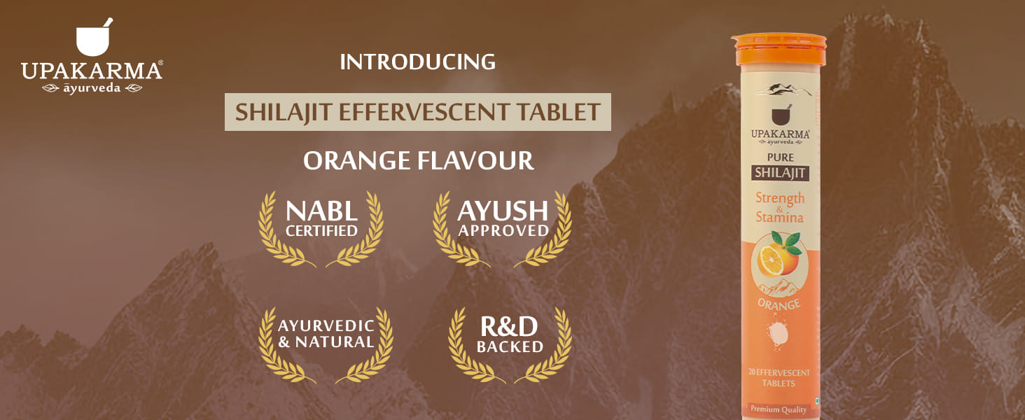 UPAKARMA Ayurveda Pure Shilajit Effervescent 20 Tablets - Orange Flavour
