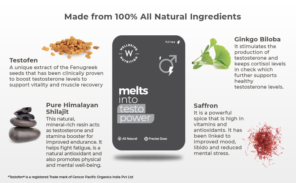 Wellbeing Nutrition Melts Testo Power (30 oral strips) | Testofen ...