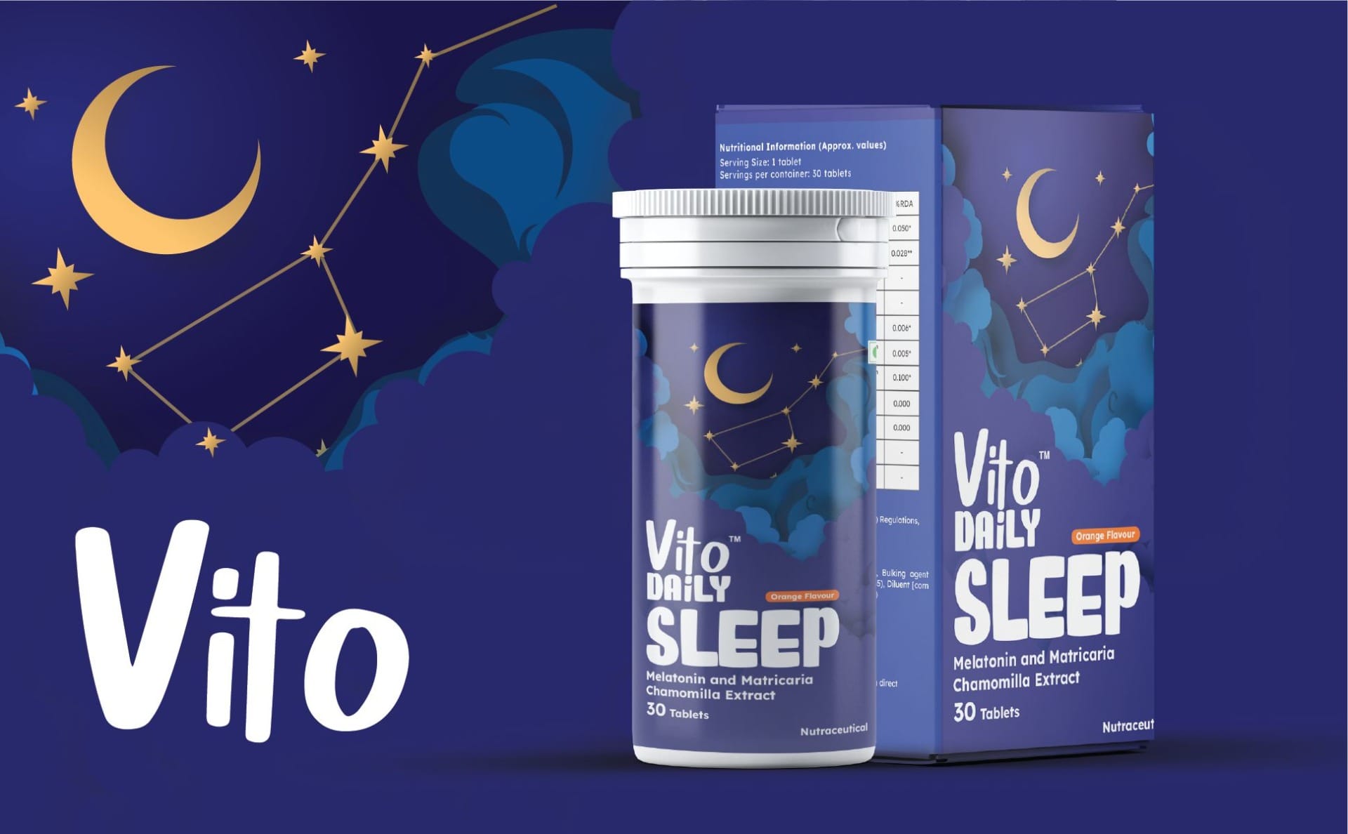 Vito Daily Sleep | 30 Tablets | Orange Flavour | Melatonin & Chamomile ...